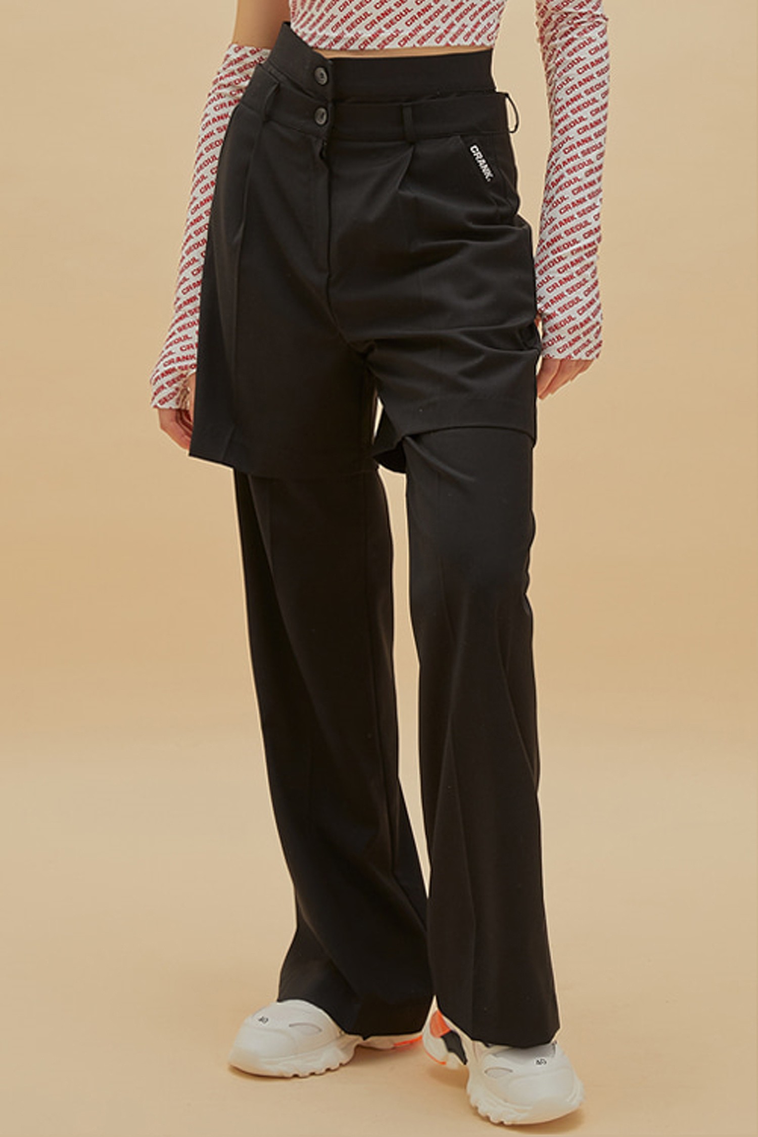 LAYERED PANTS / BLACK_크랭크