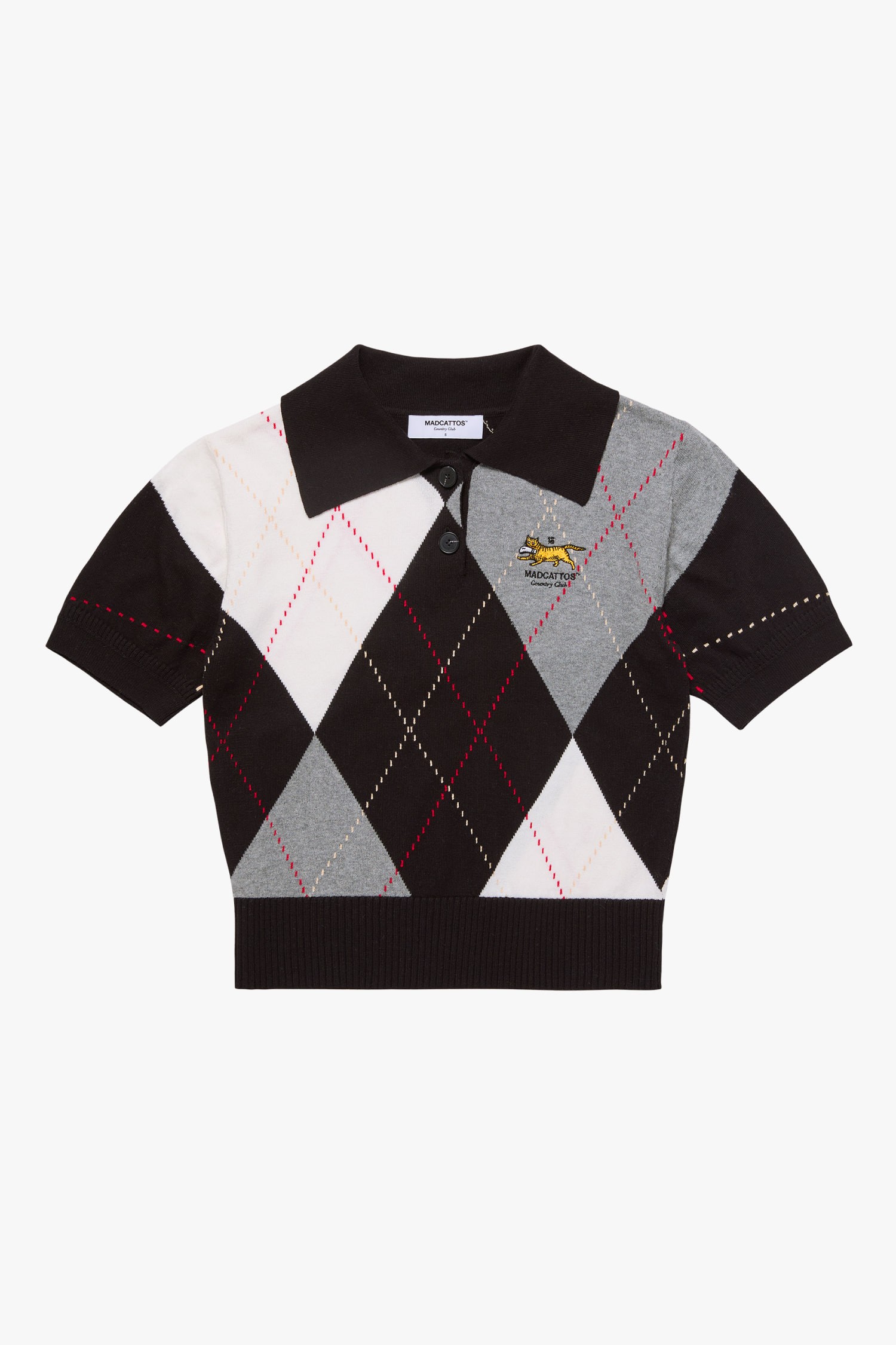 MCC W ARGYLE S/S SWEATER-BLACK_MADCATTOS
