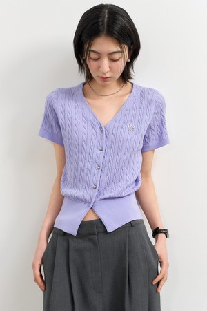 [25SS] WOMAN 텐셀 브이넥 케이블 가디건 [LAVENDER] / WBD2L43545_GENERAL IDEA - 코오롱몰