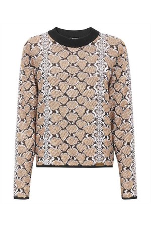 발망 여성 니트 스웨터 Balmain CF1KA002KF73 GLITTERED PYTHON Knit Beige NB24 ...