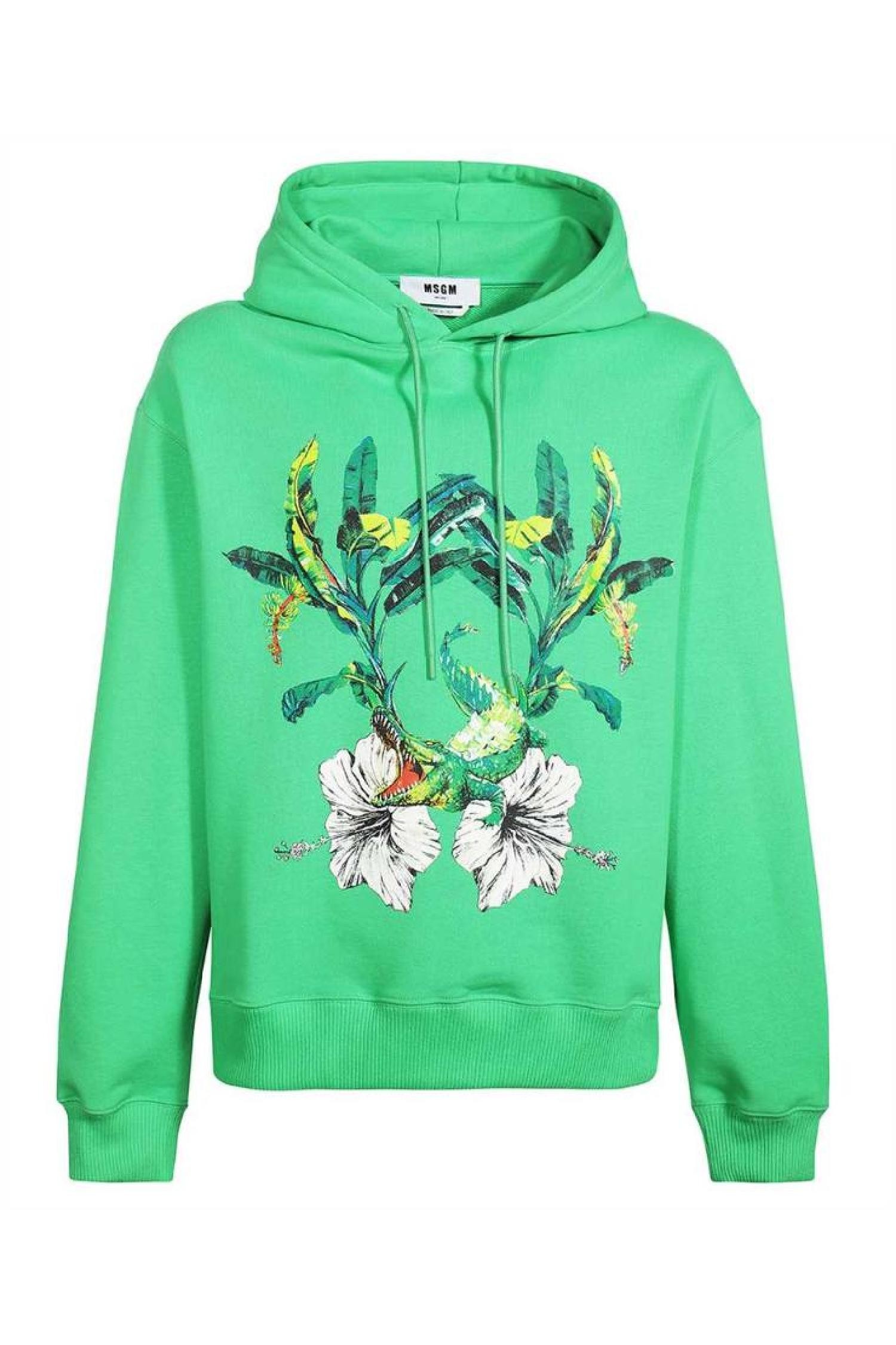 엠에스지엠 남성 맨투맨 후드 MSGM 3440MM170 237001 SOLID COLOR COTTON WITH HIBISCUS CROCODILE GRAPHIC Hoodie ...