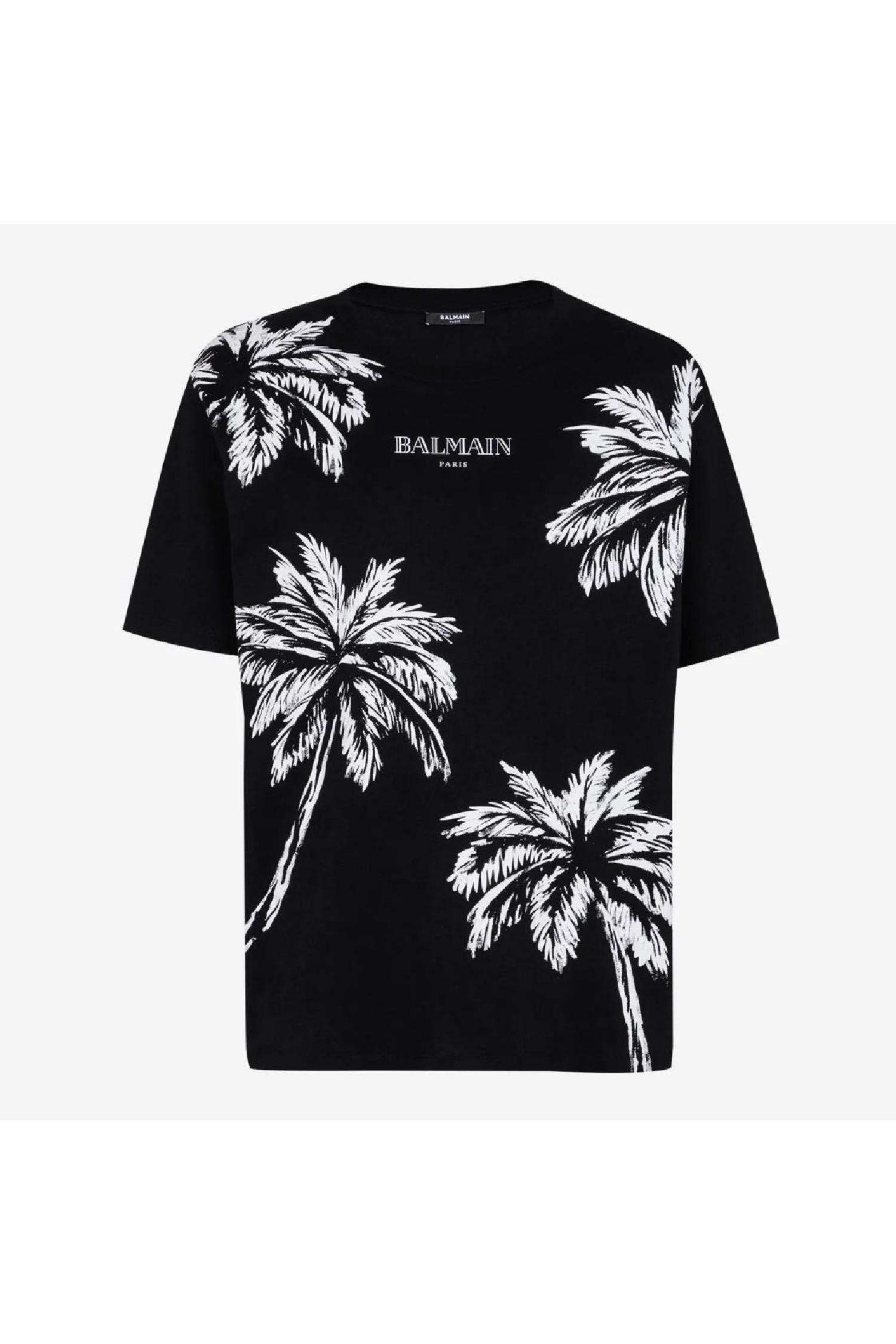 발망 남성 티셔츠 Balmain Vintage Palm Tree Print T Shirt NB25_BALMAIN