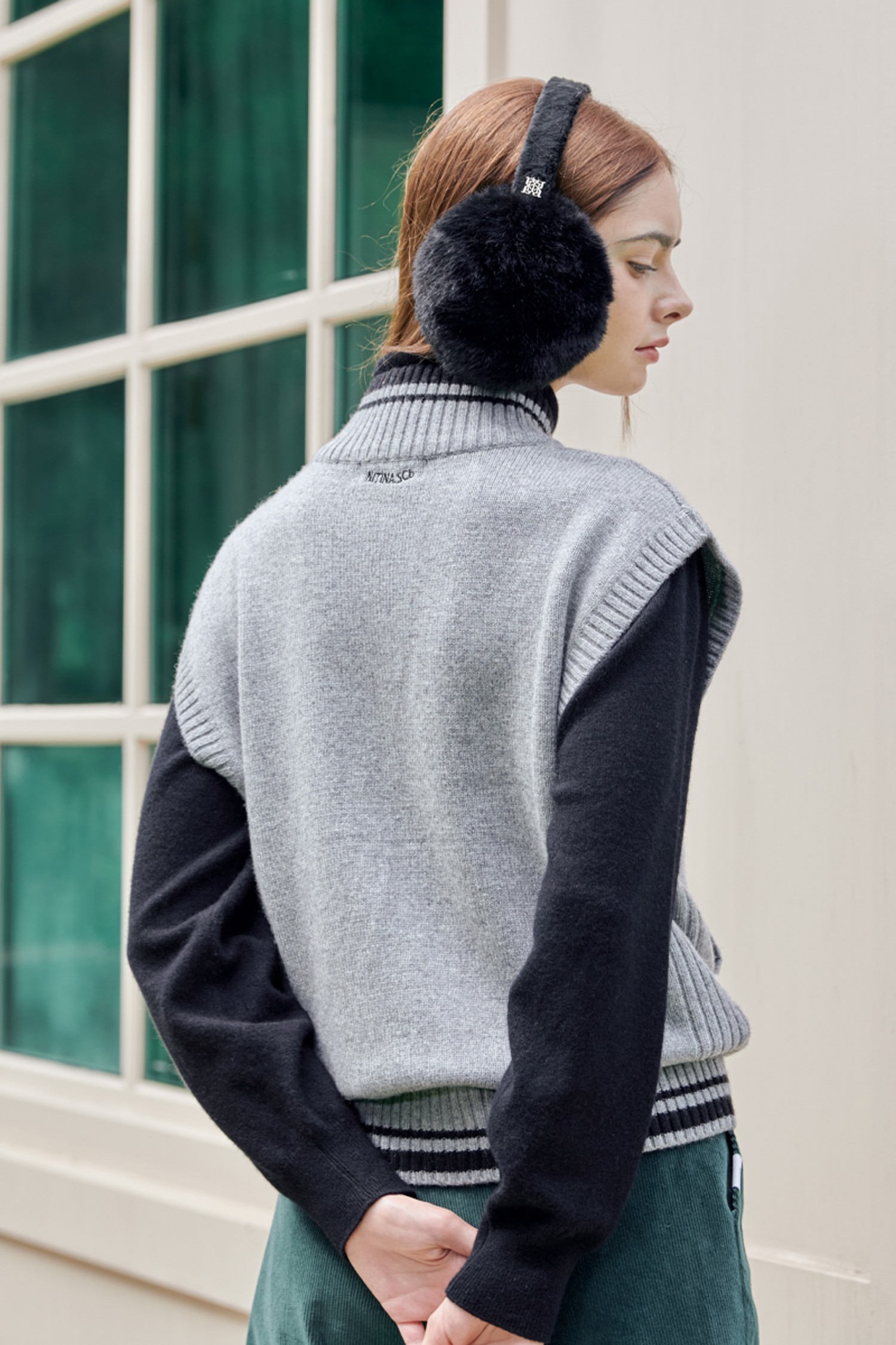 캐시미어 집업 베스트 M/GY_NITINA