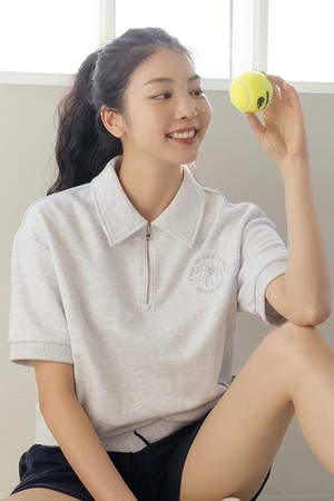 [NITINA] 리싸이클 카라 집업 스웻셔츠 M/G