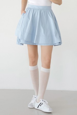 [NITINA] 샤이니 더블 플레어 스커트 S/BL