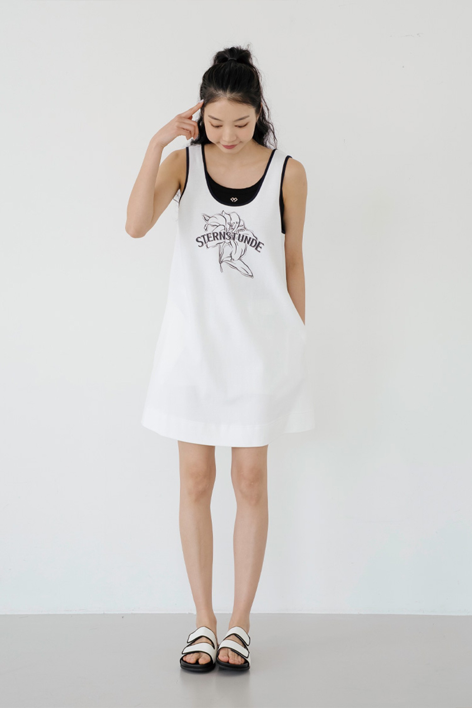 테리 프린팅 원피스 WH_NITINA