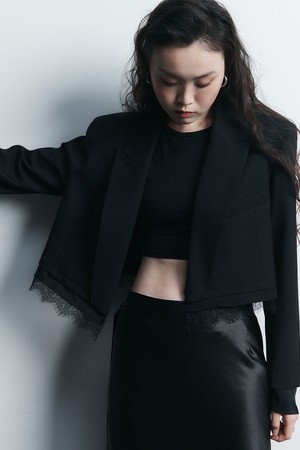 LACE CROP JACKET BLACK_HAUS 072C - 코오롱몰