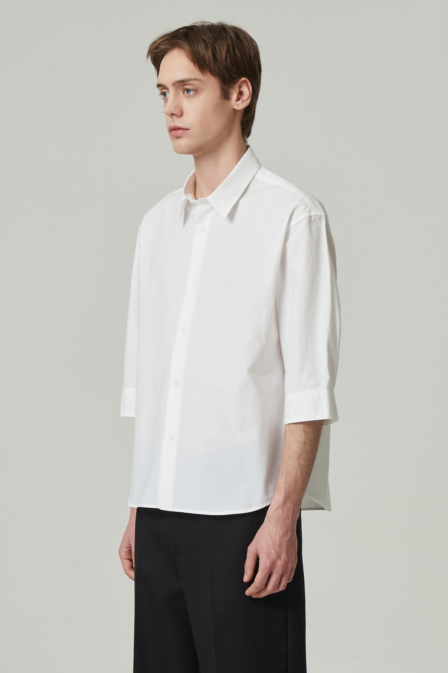 regular basic 3/4 sleeve shirt_CUSTOMELLOW