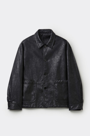 Black Faux Leather Work Jacket_CUSTOMELLOW - 코오롱몰