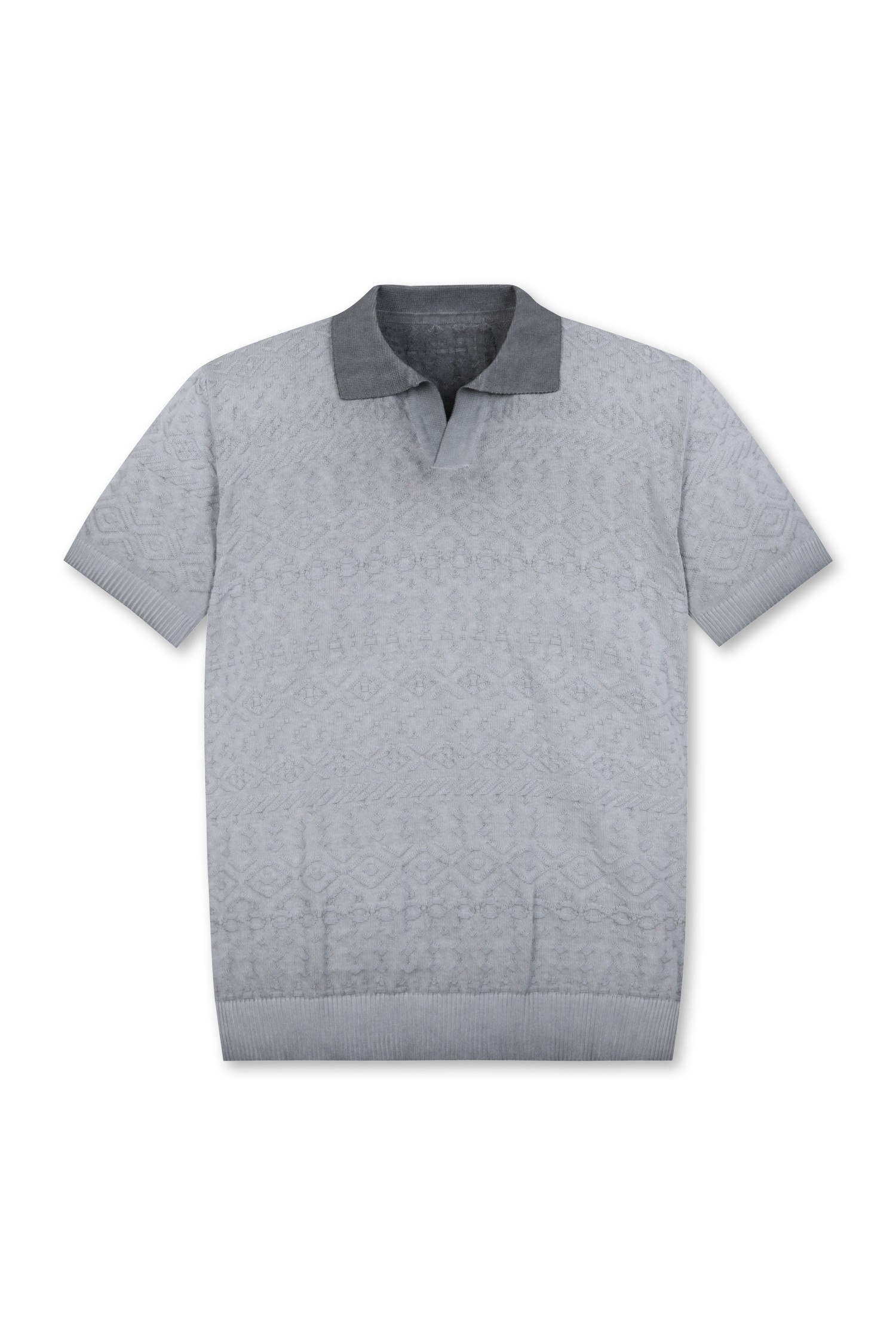 ICE COTTON TEXTURED POLO SWEATER(Grey)_ELORD