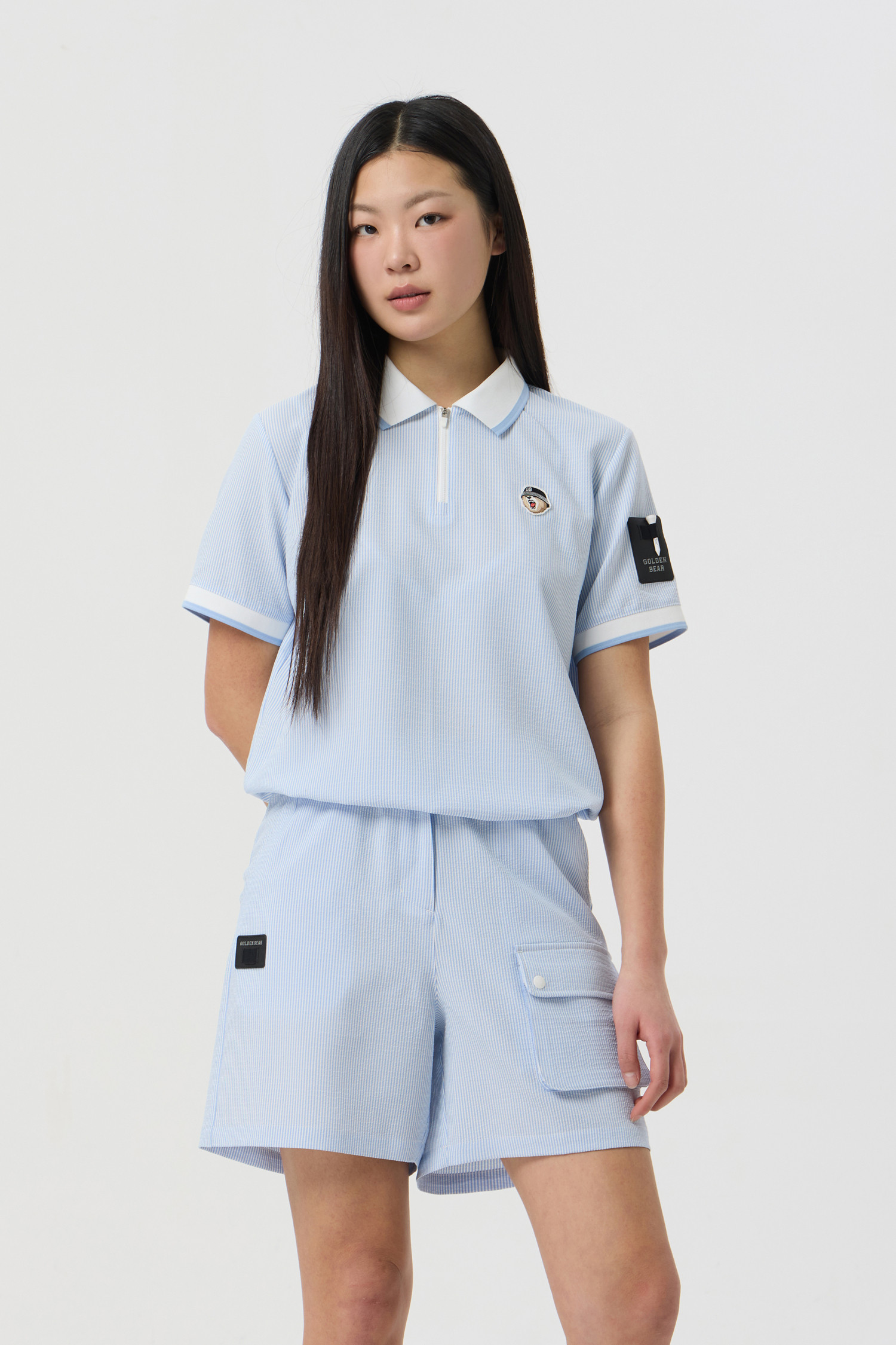 (WOMEN) Seersucker Set-Up (Blue)_Golden Bear