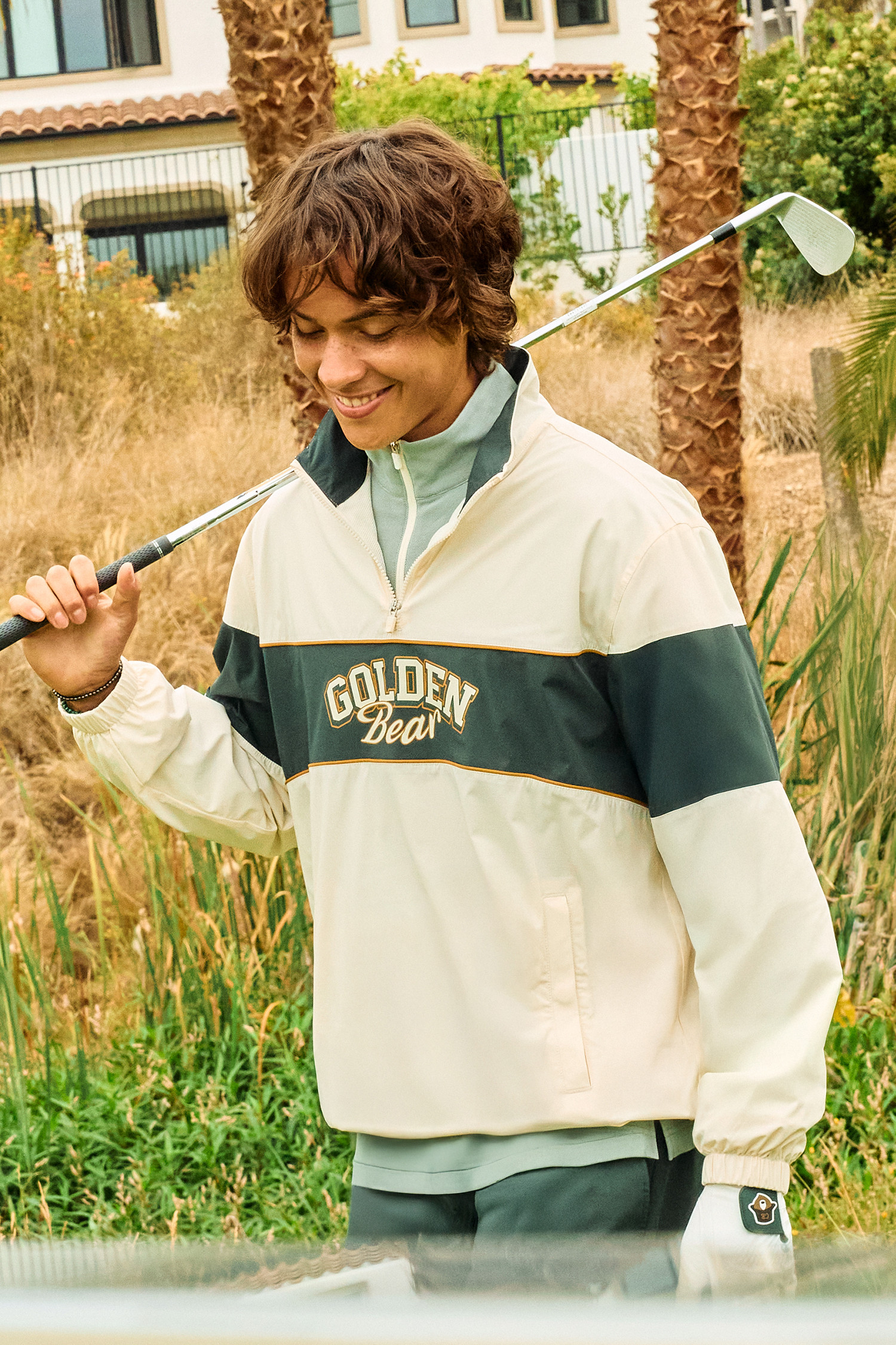 Contrast Chest Border Woven Anorak_Golden Bear