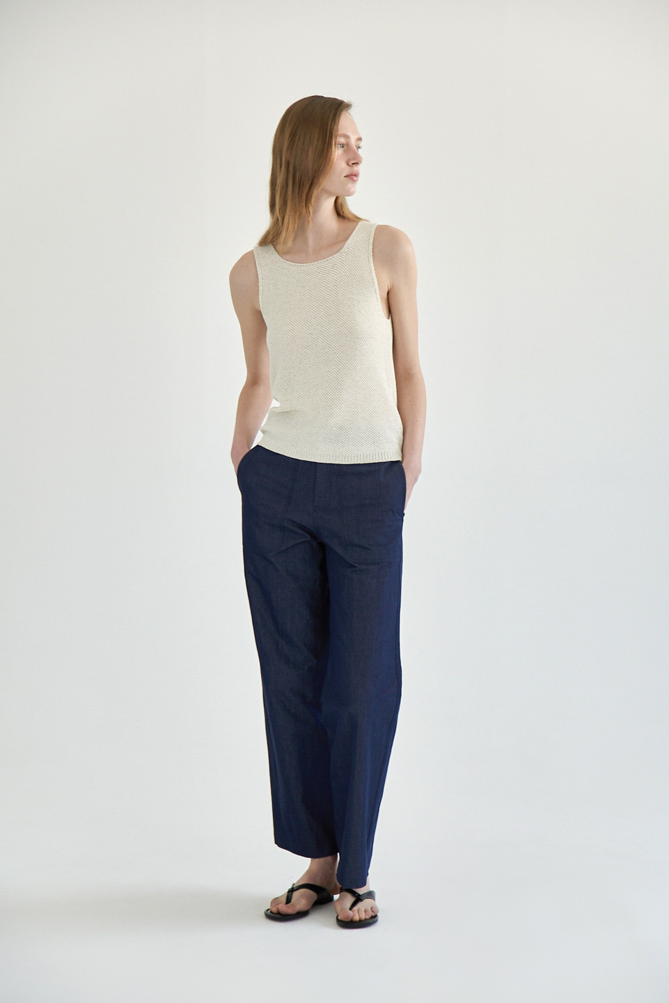 Burnt denim pants (Navy)_A HAUTE